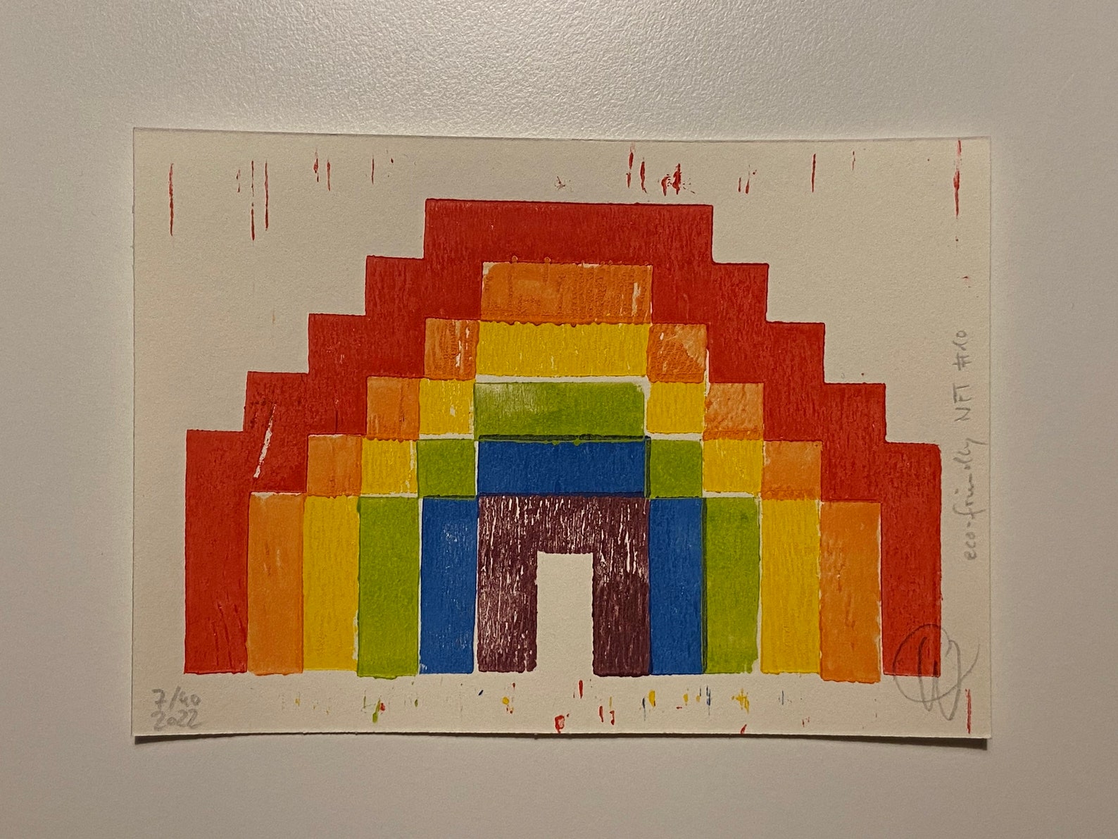 Woodcut Eco-friendly NFT #10 Rainbow Rainbow Card Postcard Lino - Etsy