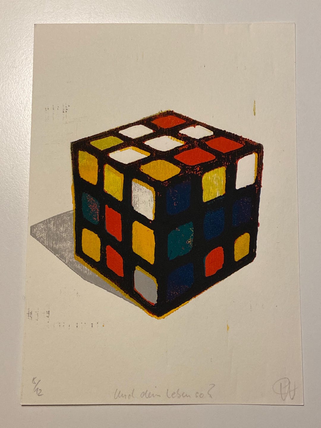 Original Woodcut: “and Your Life Like This?” Rubik’s Cube Rubix Lino ...