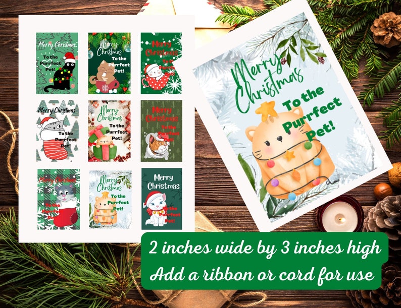 Digital Download Gift Tags, Cat Gift Tags, Christmas Cat Gift Tags ...