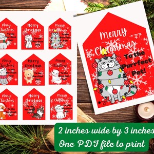 Digital Download Gift Tags, Cat Gift Tags, Christmas Cat Gift Tags ...