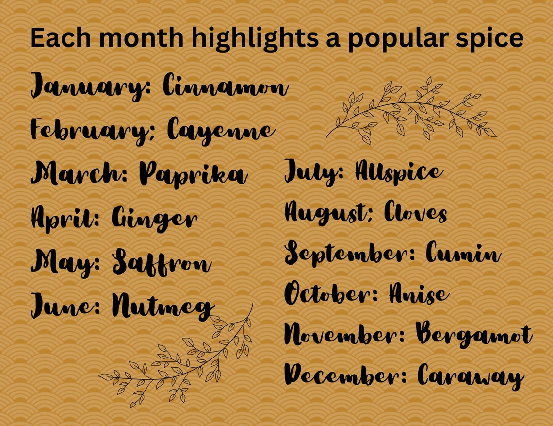 2023 Printable Calendar, 2023 Spice Printable Calendar, Printable ...