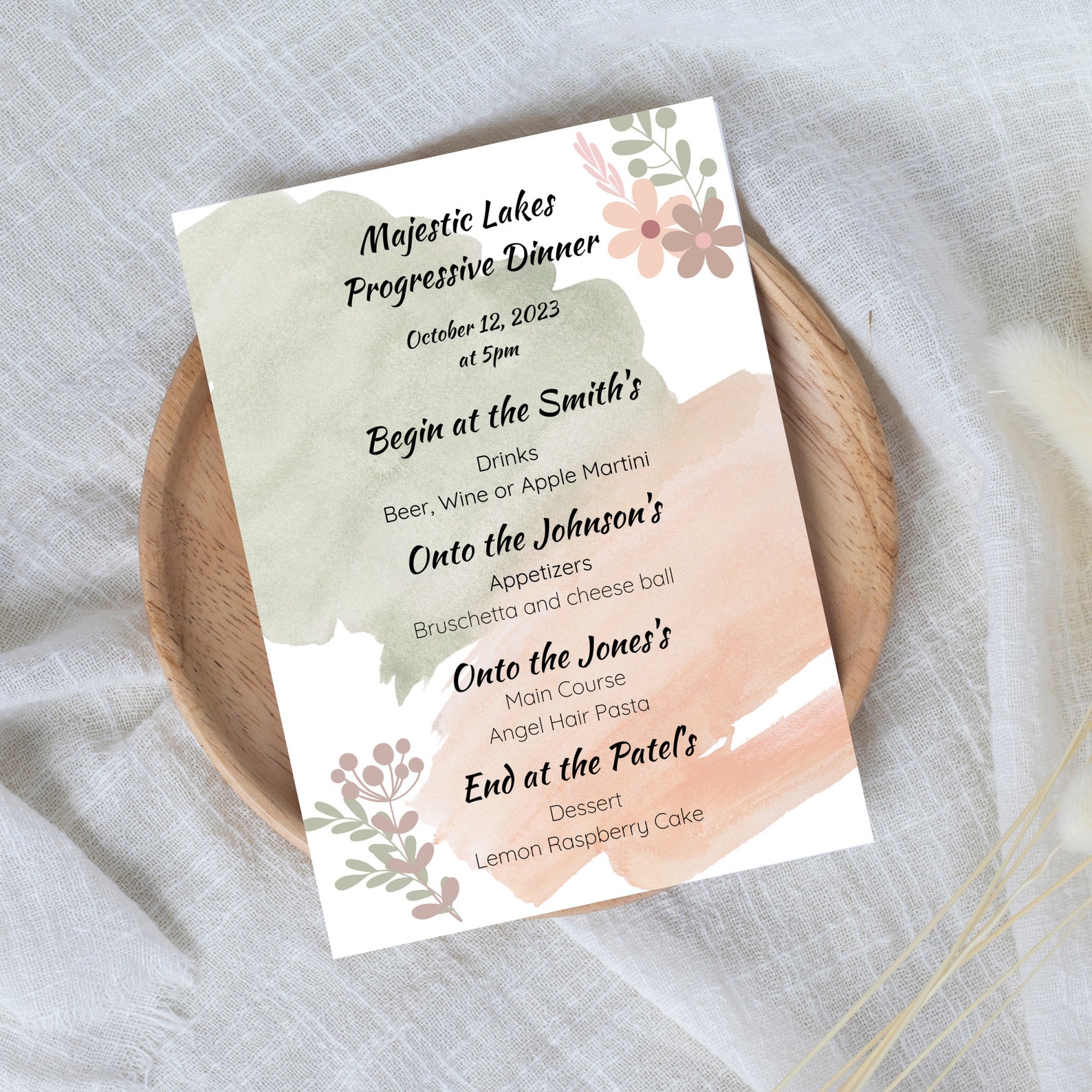 Progressive Dinner Menu/invitation - Etsy