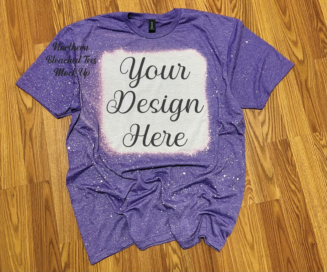 Gildan Softstyle Mock Up, Purple Bleached Blank Mock Up, Bleached ...
