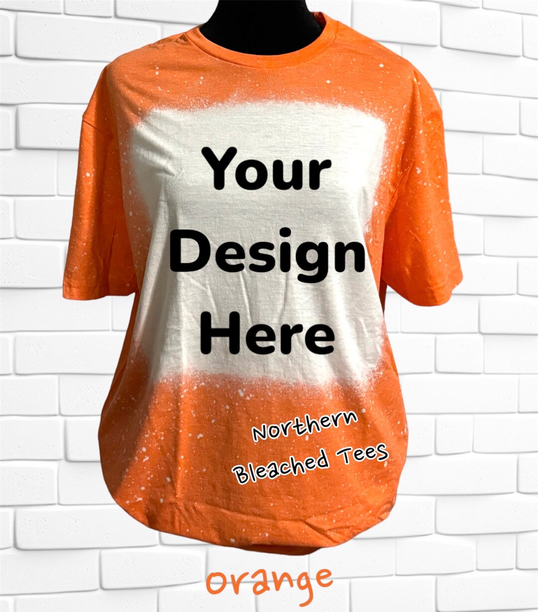Orange Bleached Tshirt Mock Up, Gildan Softstyle Mock Ups, Bleached ...