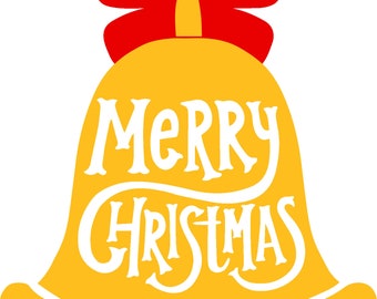 Merry Christmas Bell SVG PNG DXF - Etsy