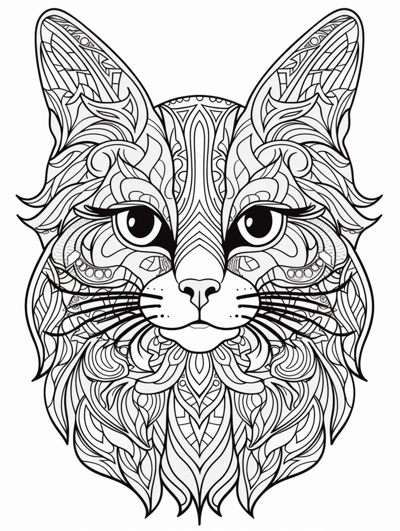 Set of 4 Cat 2 Images SVG, PNG, PDF Fall, T-shirts, Coloring Pages ...