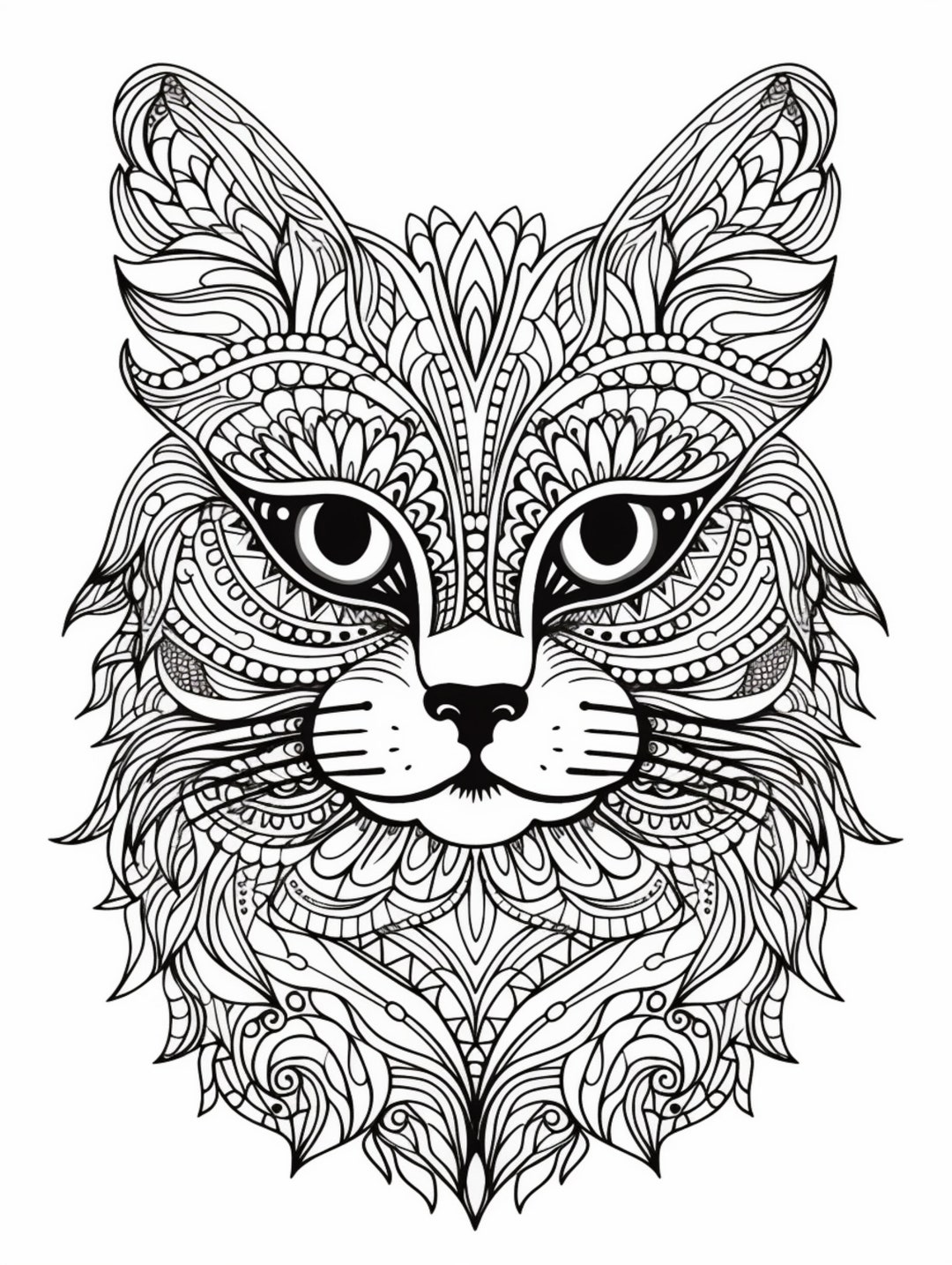 Set of 4 Cat Images SVG, PNG, PDF Fall, T-shirts, Coloring Pages, Laser ...