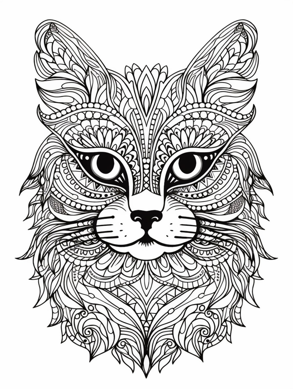 Set of 4 Cat Images SVG, PNG, PDF Fall, T-shirts, Coloring Pages, Laser ...