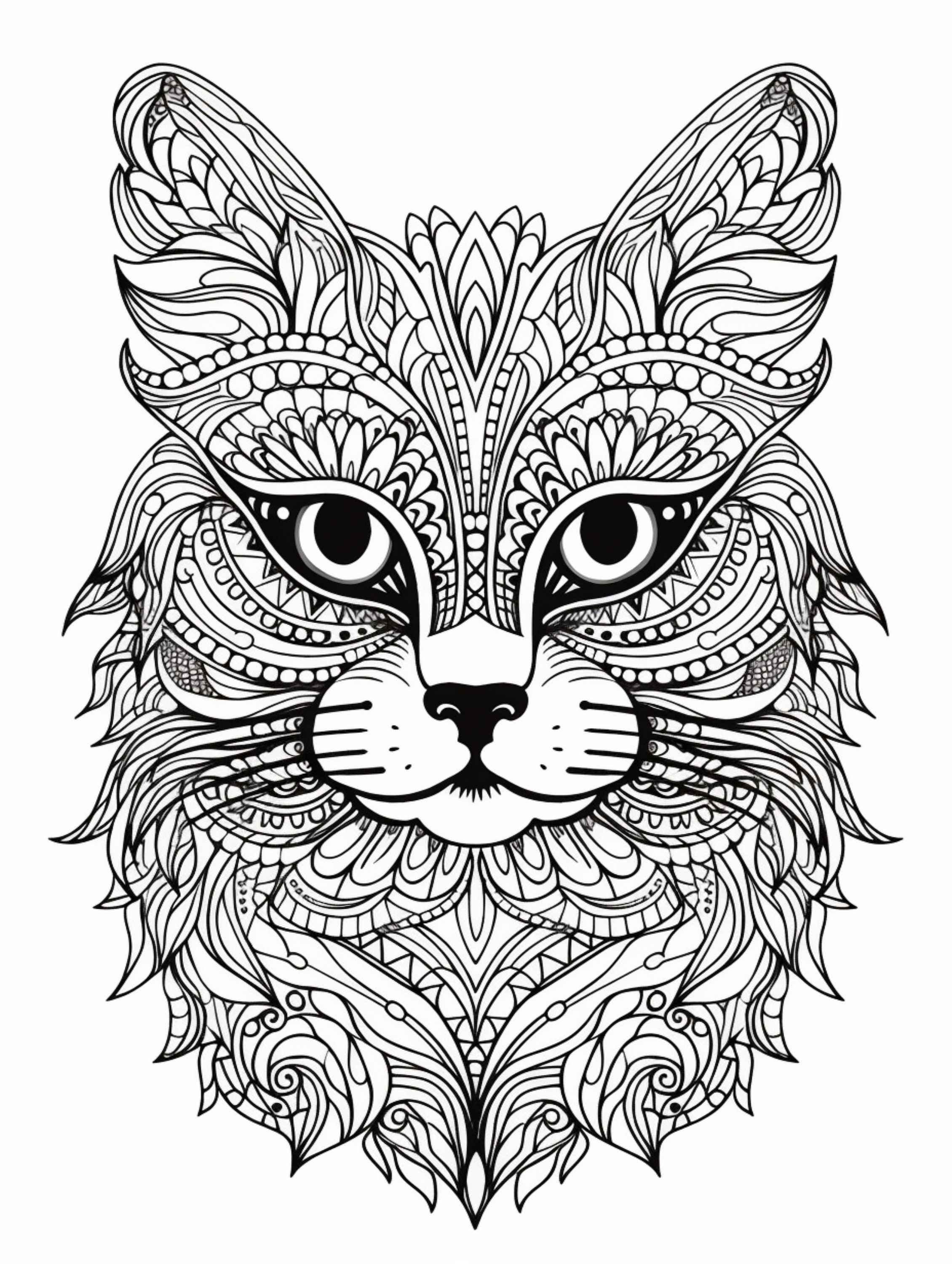 Set of 4 Cat Images SVG, PNG, PDF Fall, T-shirts, Coloring Pages, Laser ...