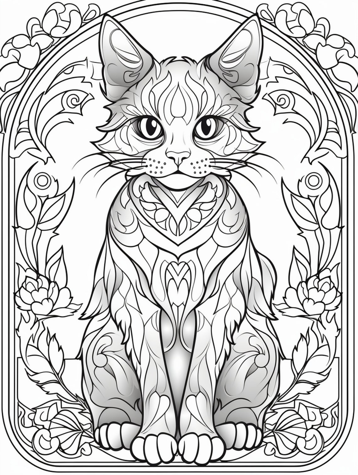 Set of 4 Cat Images SVG, PNG, PDF Fall, T-shirts, Coloring Pages, Laser ...