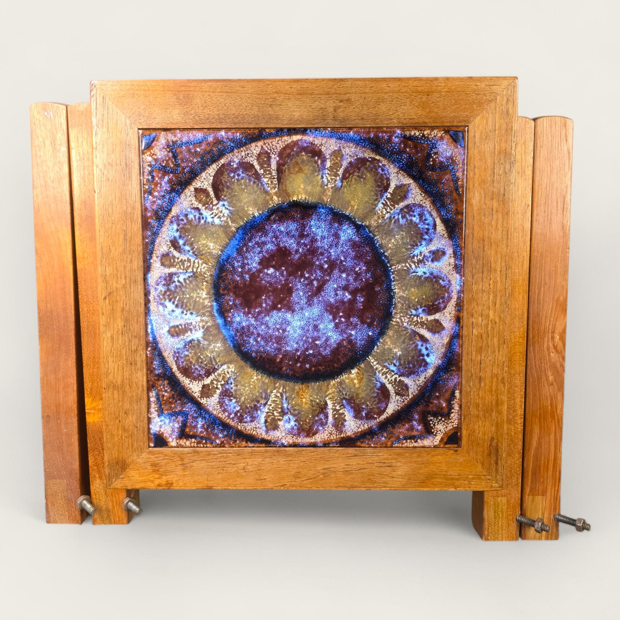 1970s Danish Teak Side Table • Hand-painted Tile Top • Disassemblable ...