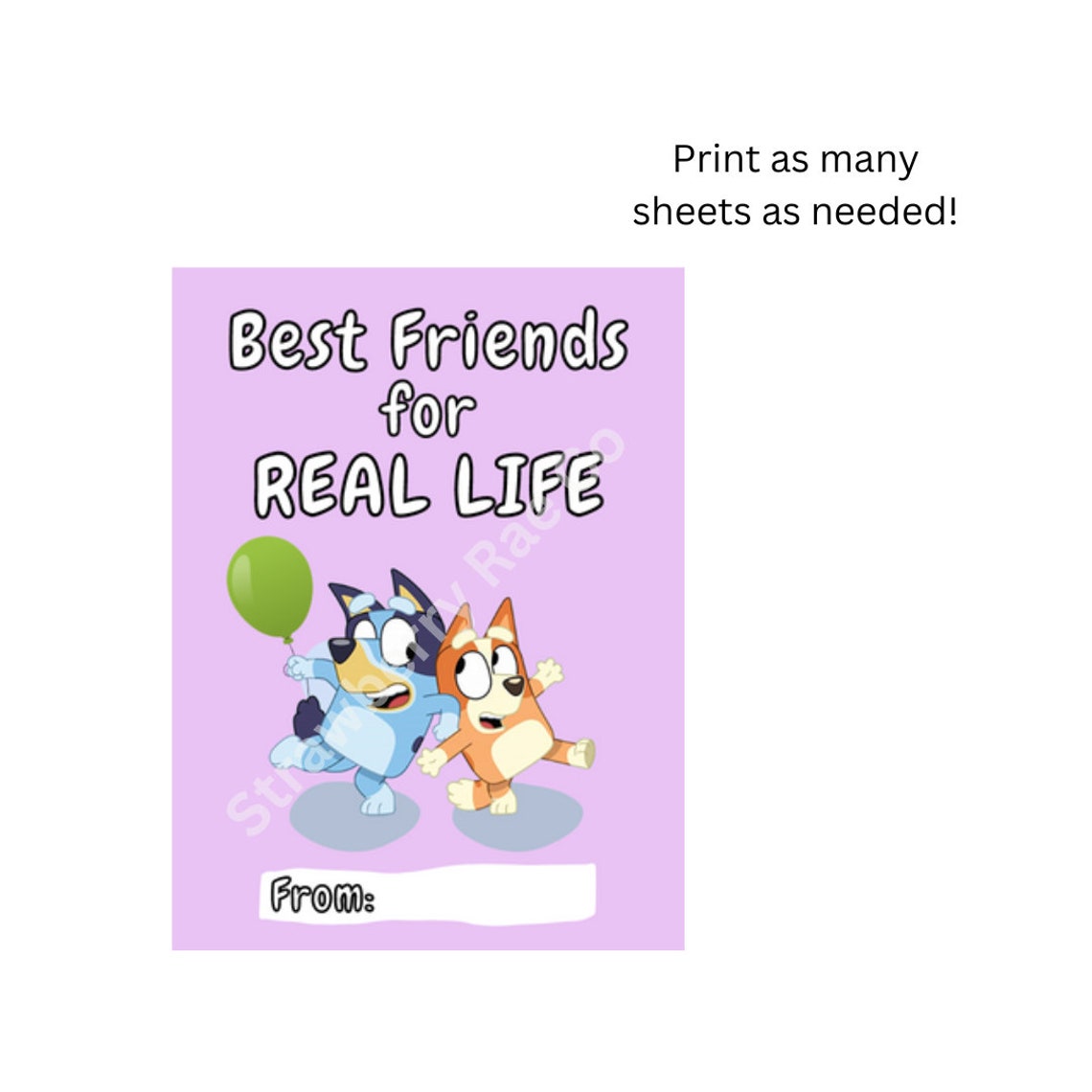 PRINTABLE Bluey Themed Valentine's Day Cards - Etsy