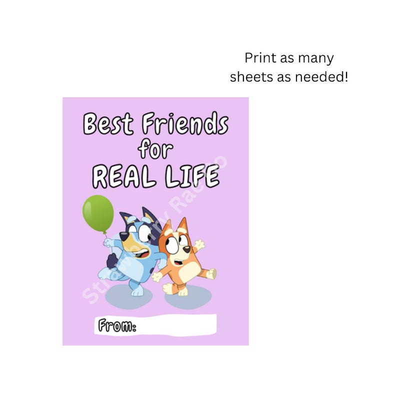 PRINTABLE Bluey Themed Valentine's Day Cards - Etsy