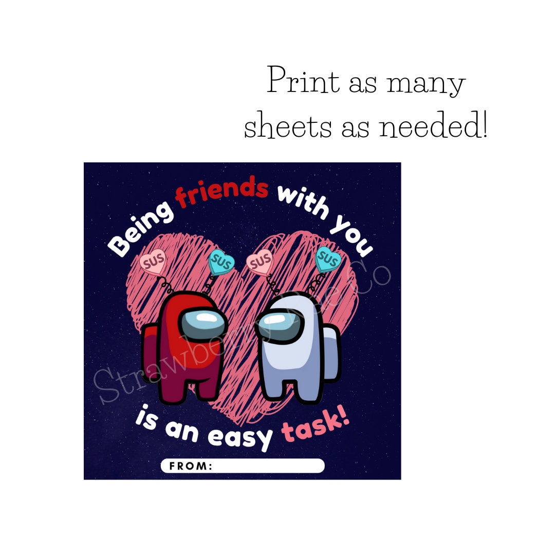 PRINTABLE Among Us Themed Valentine's Day Cards - Etsy