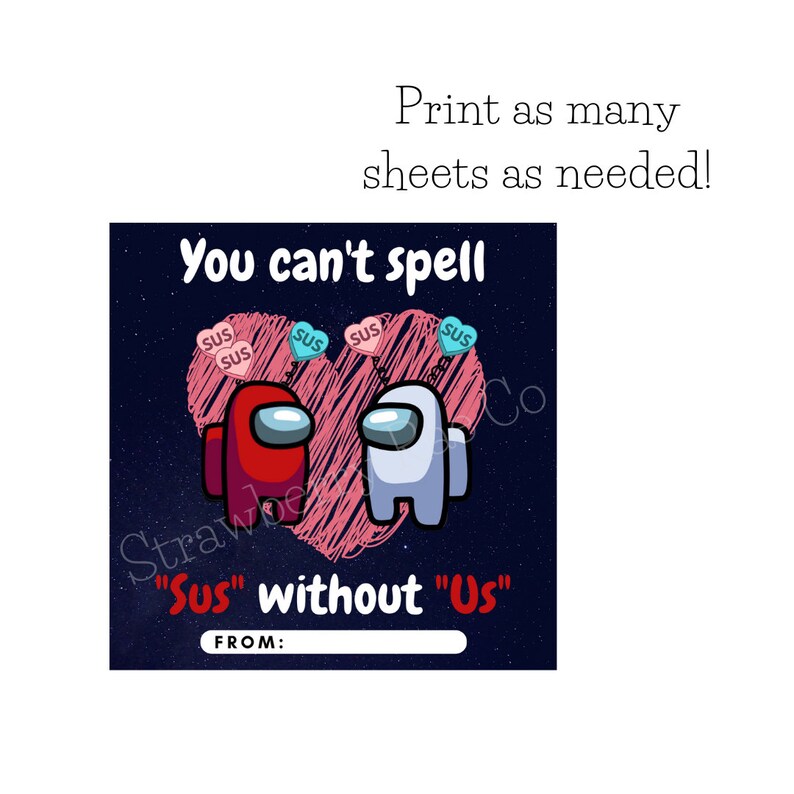 PRINTABLE Among Us Themed Valentine's Day Cards - Etsy