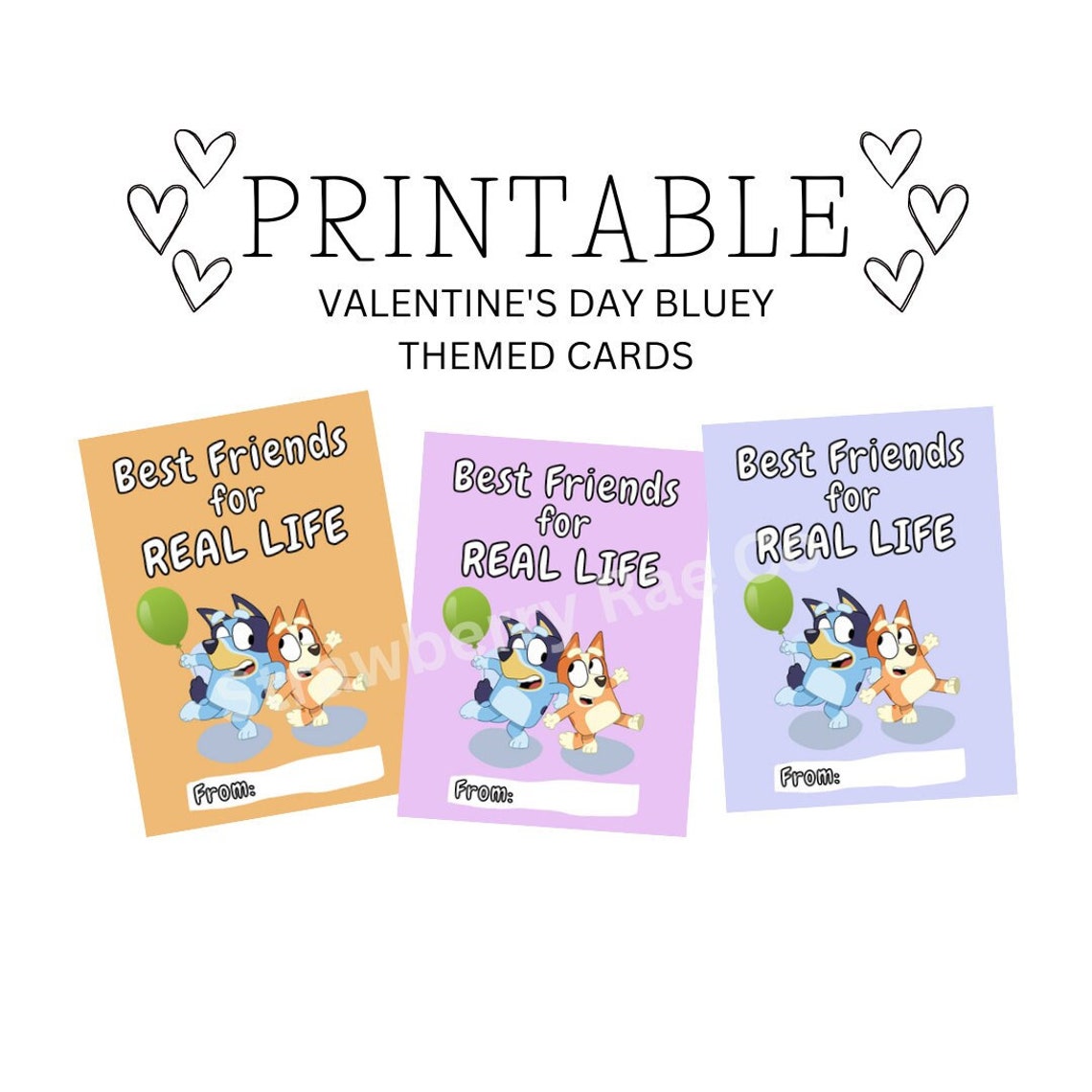 PRINTABLE Bluey Themed Valentine's Day Cards - Etsy
