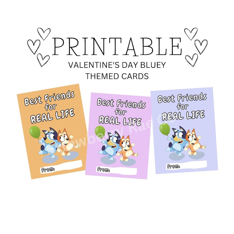 PRINTABLE Bluey Themed Valentine's Day Cards - Etsy