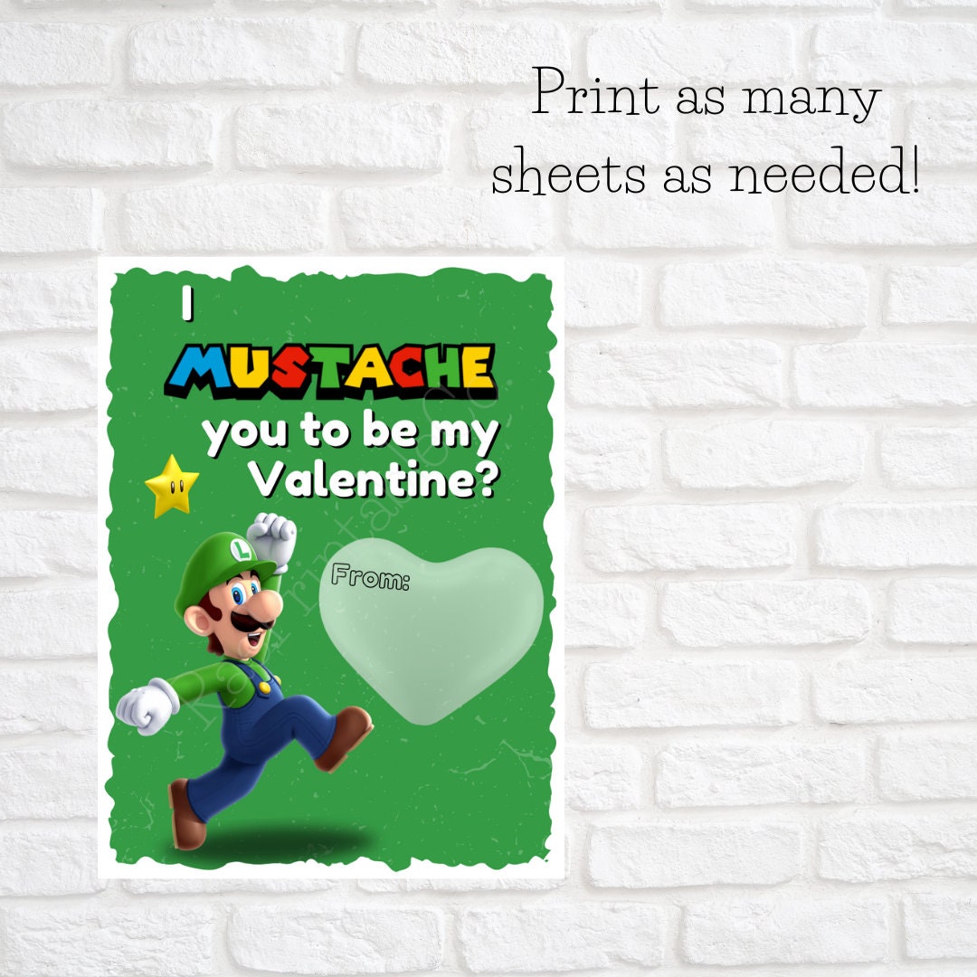 PRINTABLE Super Mario Movie Valentine's Day Cards - Etsy