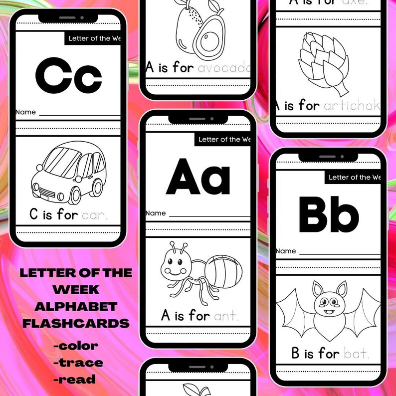 Letter of the Week Alphabet Flashcards Letter Tracing - Etsy