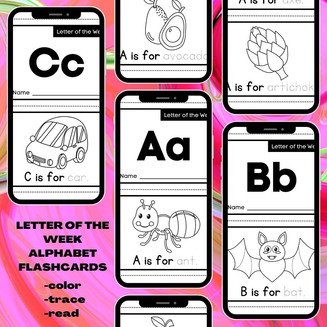 Letter of the Week Alphabet Flashcards Letter Tracing - Etsy