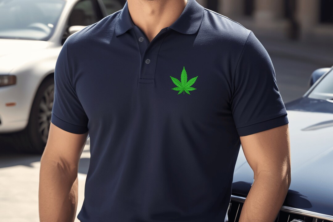 Embroidered Marijuana Leaf Polo, Cannabis Embroidery Shirt, Weed Lover Polo Shirt, Gift for ...
