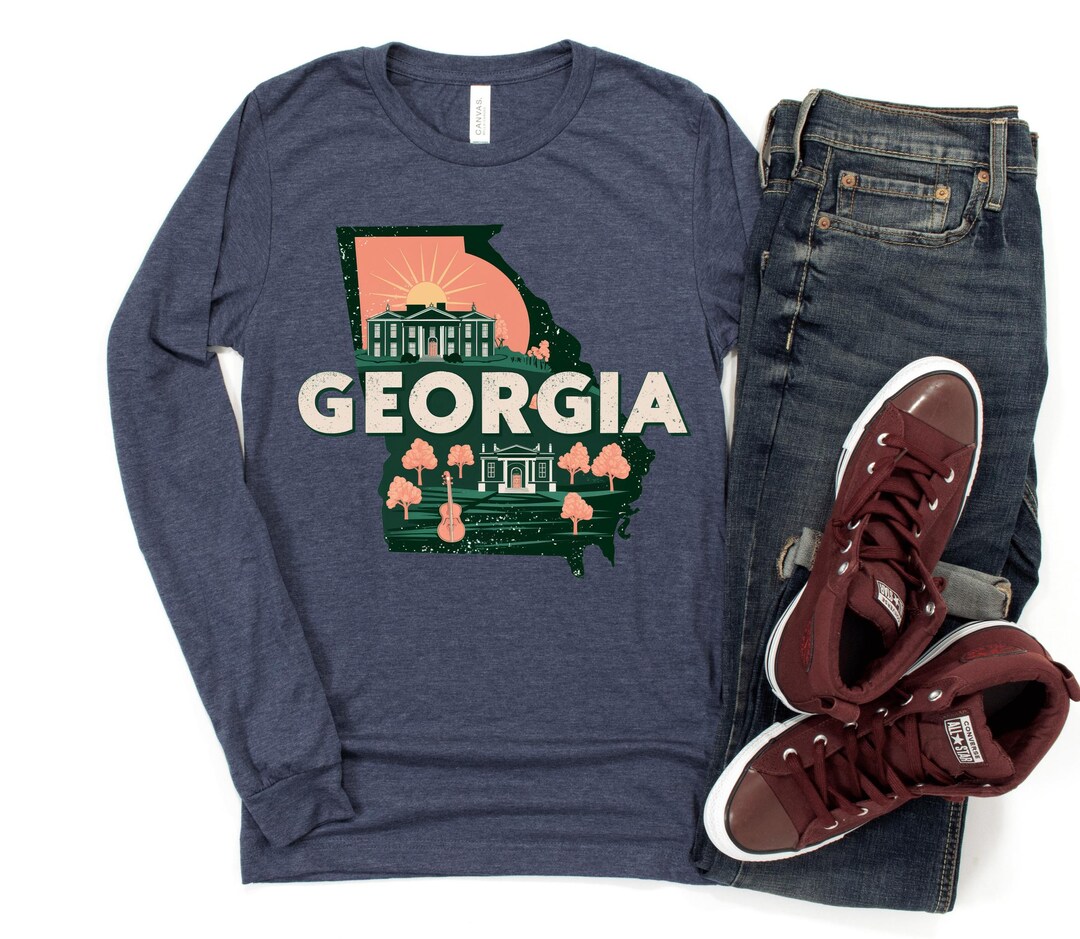 Georgia State Shirt, Georgia Landmarks T-shirt, Georgia Vacation Tee ...