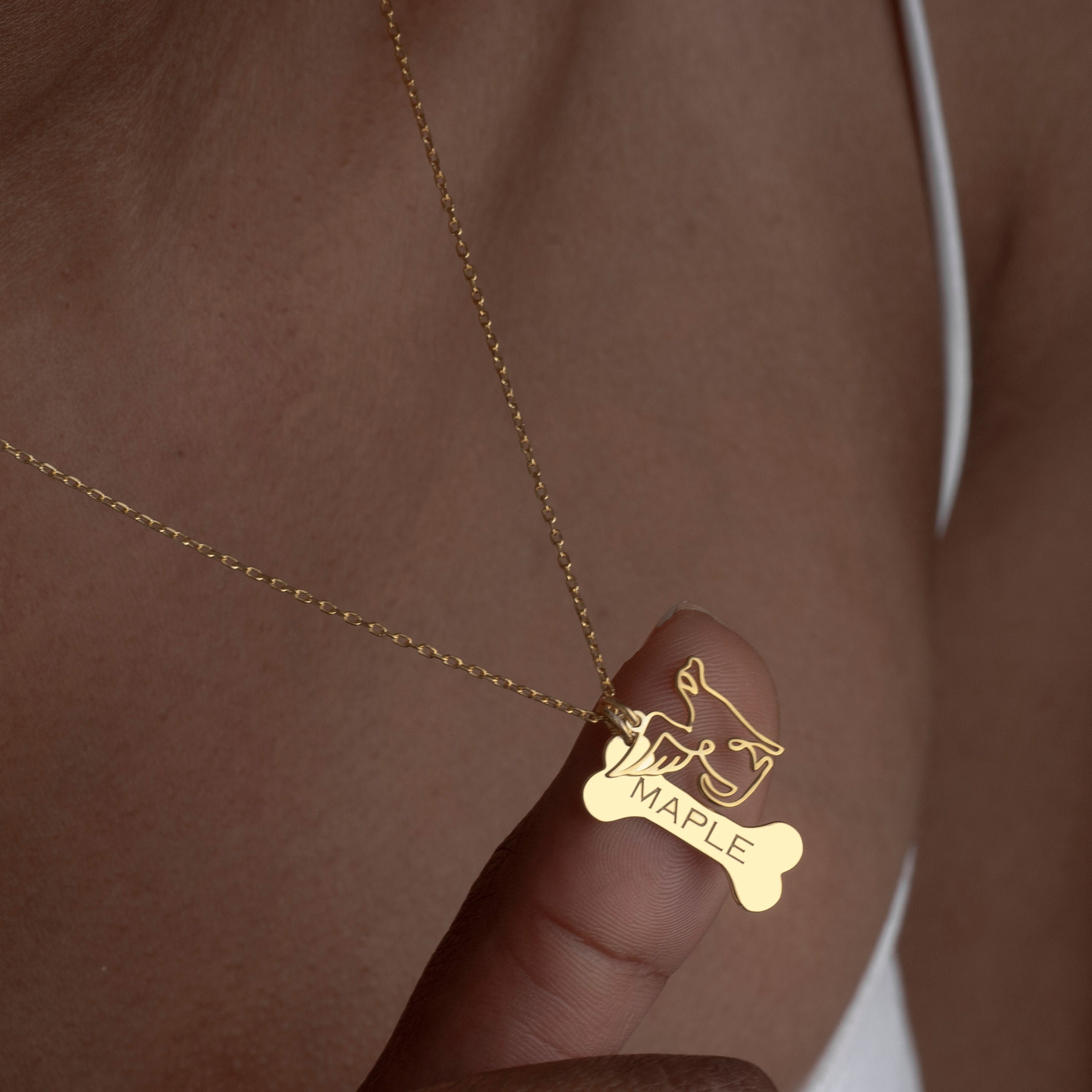 Custom Dog Name Necklace Bone Necklace With Angel Charm Pet Dog Loss Custom Dog Name Necklace Bone Necklace With Angel Charm Pet Dog Loss