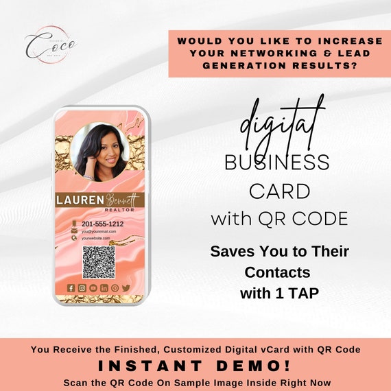 Digital Business Card With QR Code Digital Business Card for - Etsy