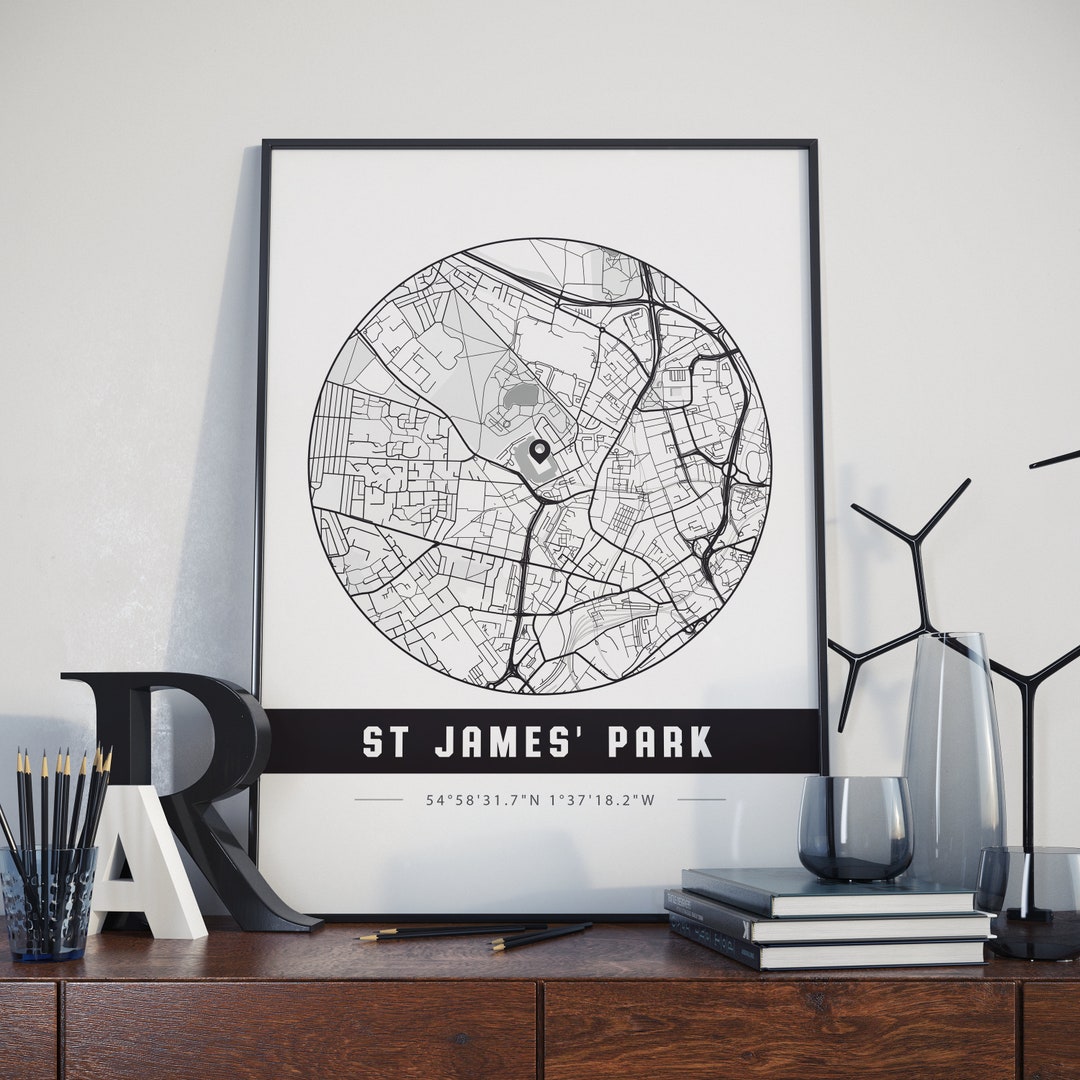Newcastle United, ST James Park, Map Print, City Print, Club Map ...