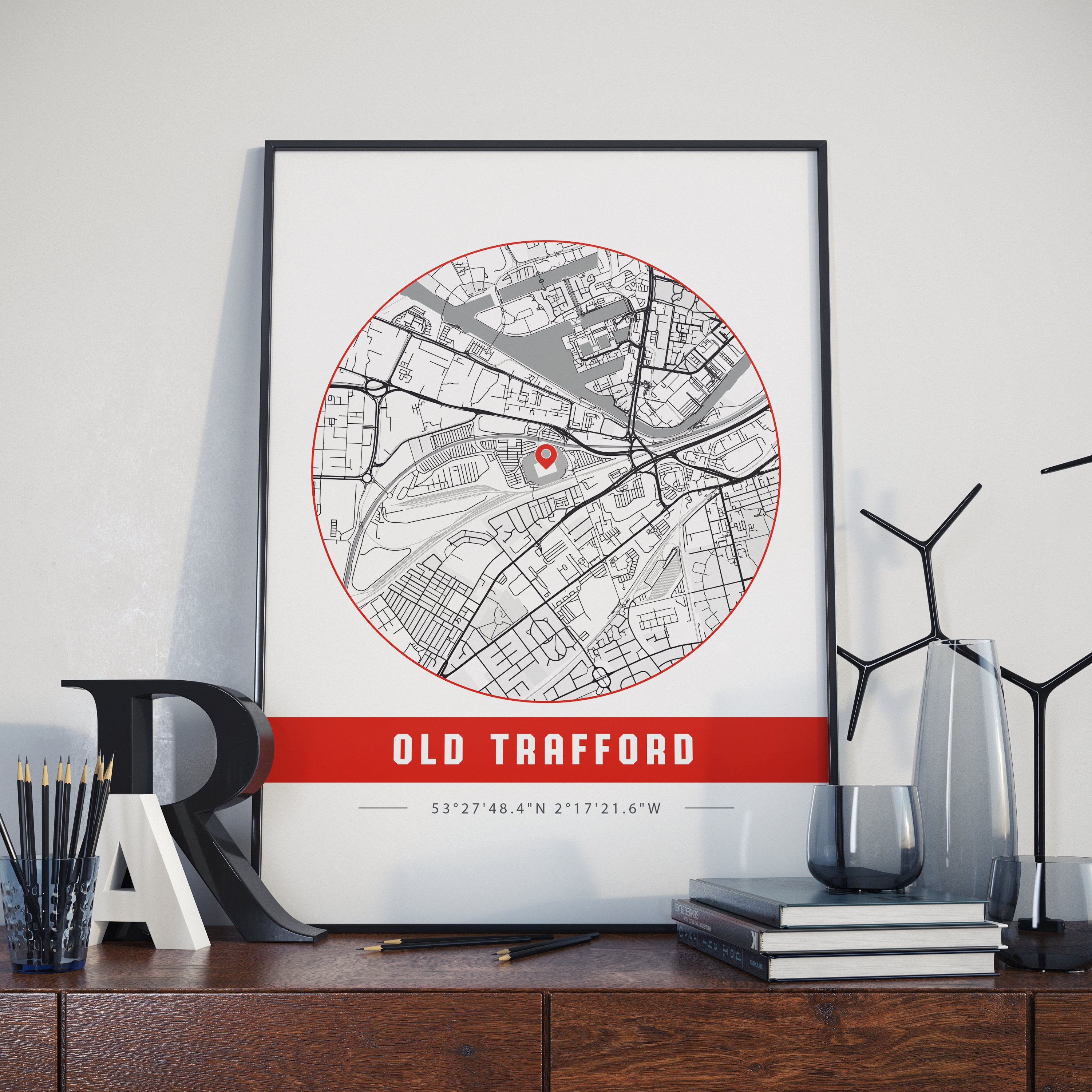 Manchester United Old Trafford Map Print City Print Club - Etsy
