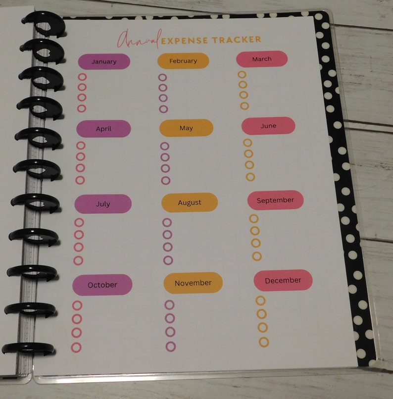 Annual Expense Tracker Budget Planner Insert Happy Planner Warm Colors ...