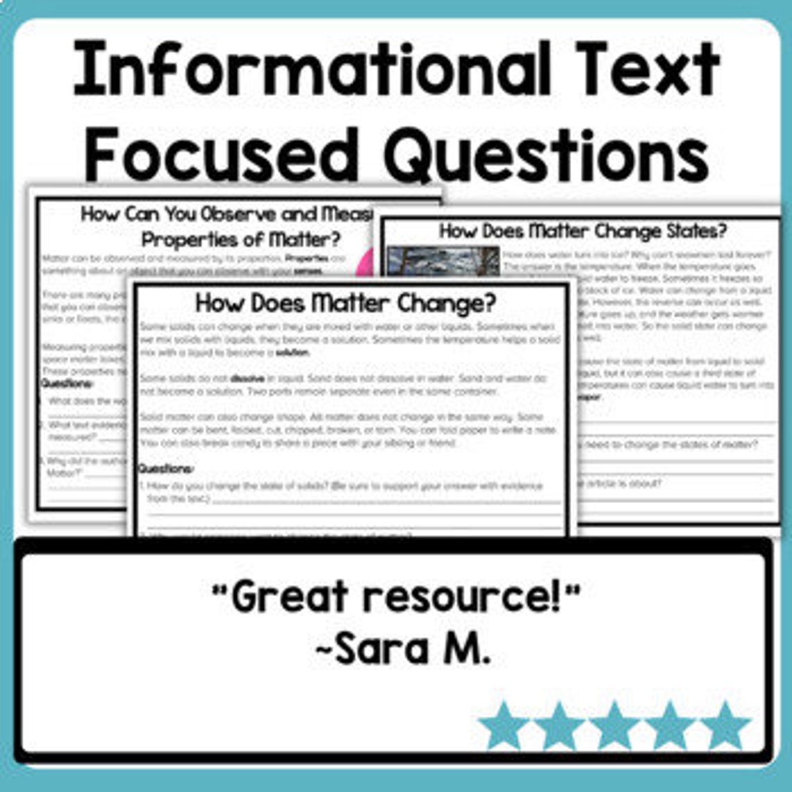 States of Matter - Reading Passages, Comprehension, and Activities - Etsy