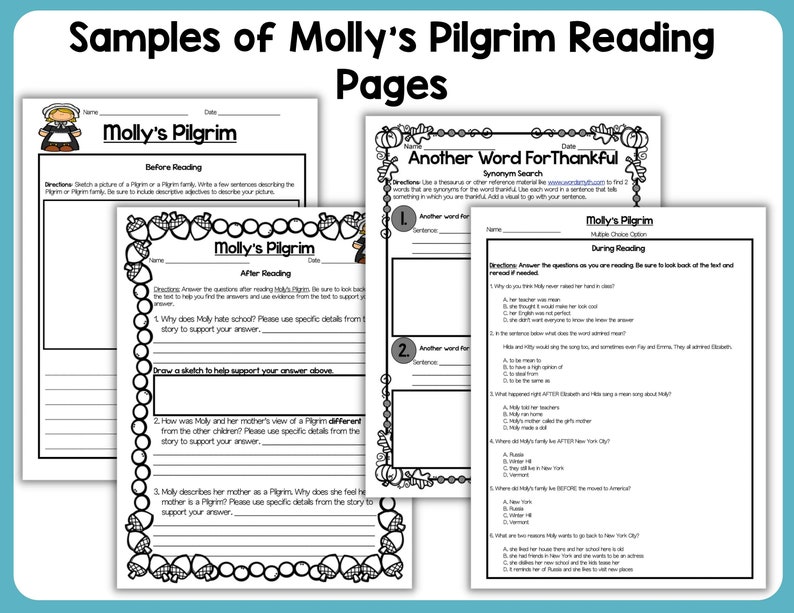 Molly's Pilgrim Thanksgiving Read Aloud & Thanksgiving Activities for ...