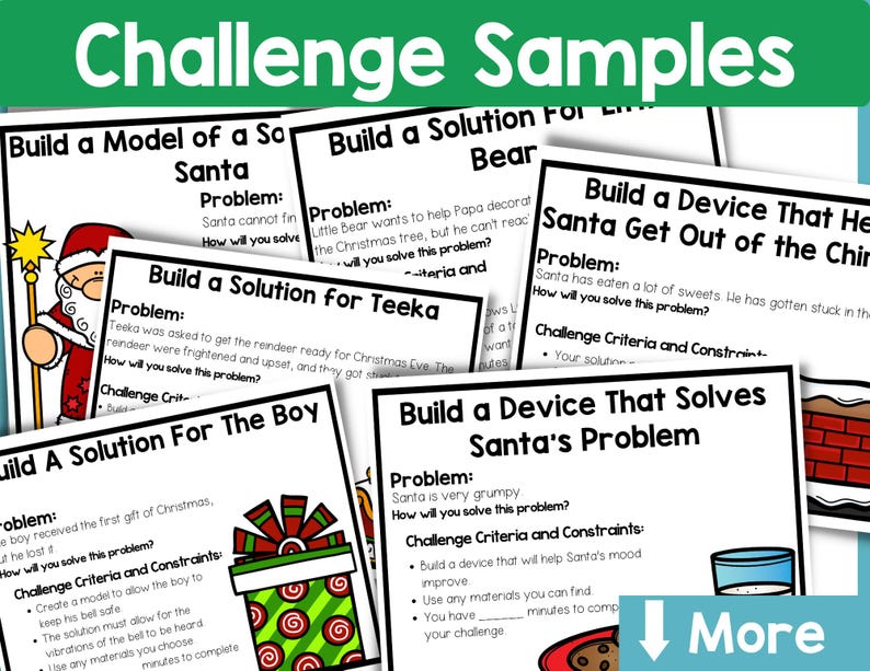 Christmas STEM Story Stations Makerspace Task Cards: Challenges and ...