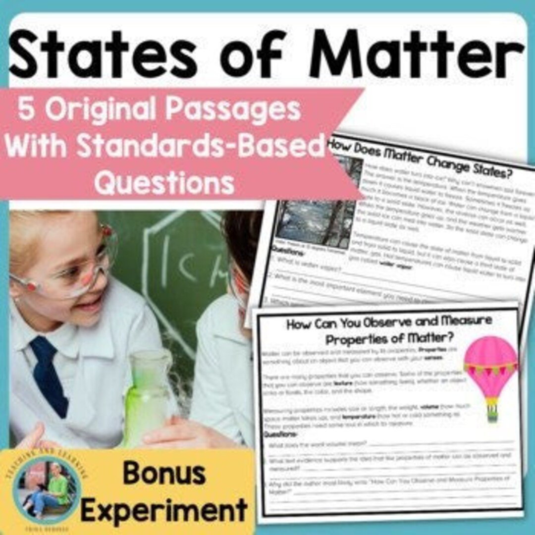 States of Matter - Reading Passages, Comprehension, and Activities - Etsy
