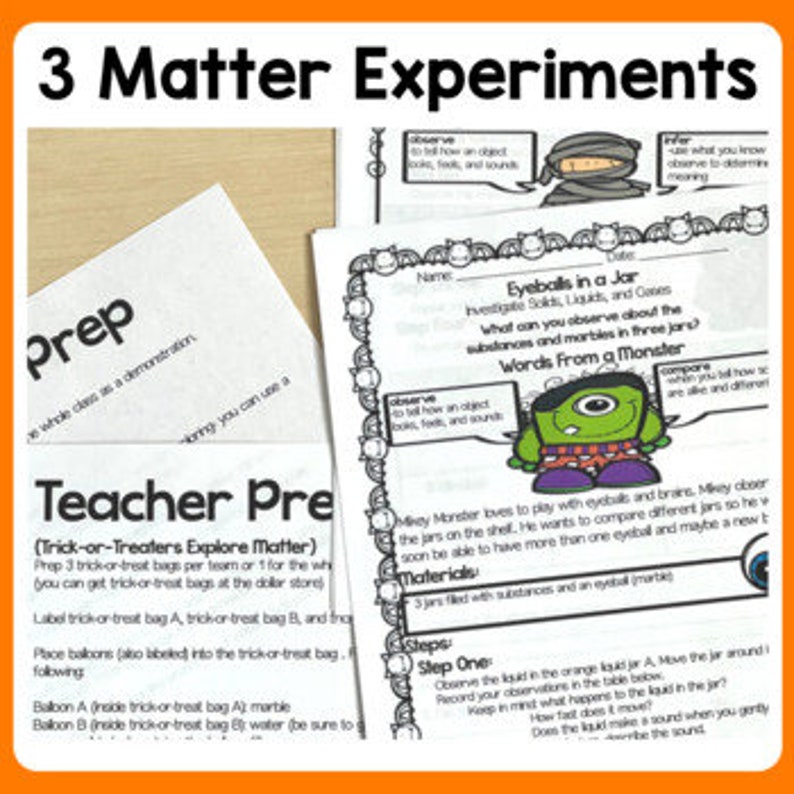 Halloween Science States of Matter Solids, Liquids and Gasses - Etsy