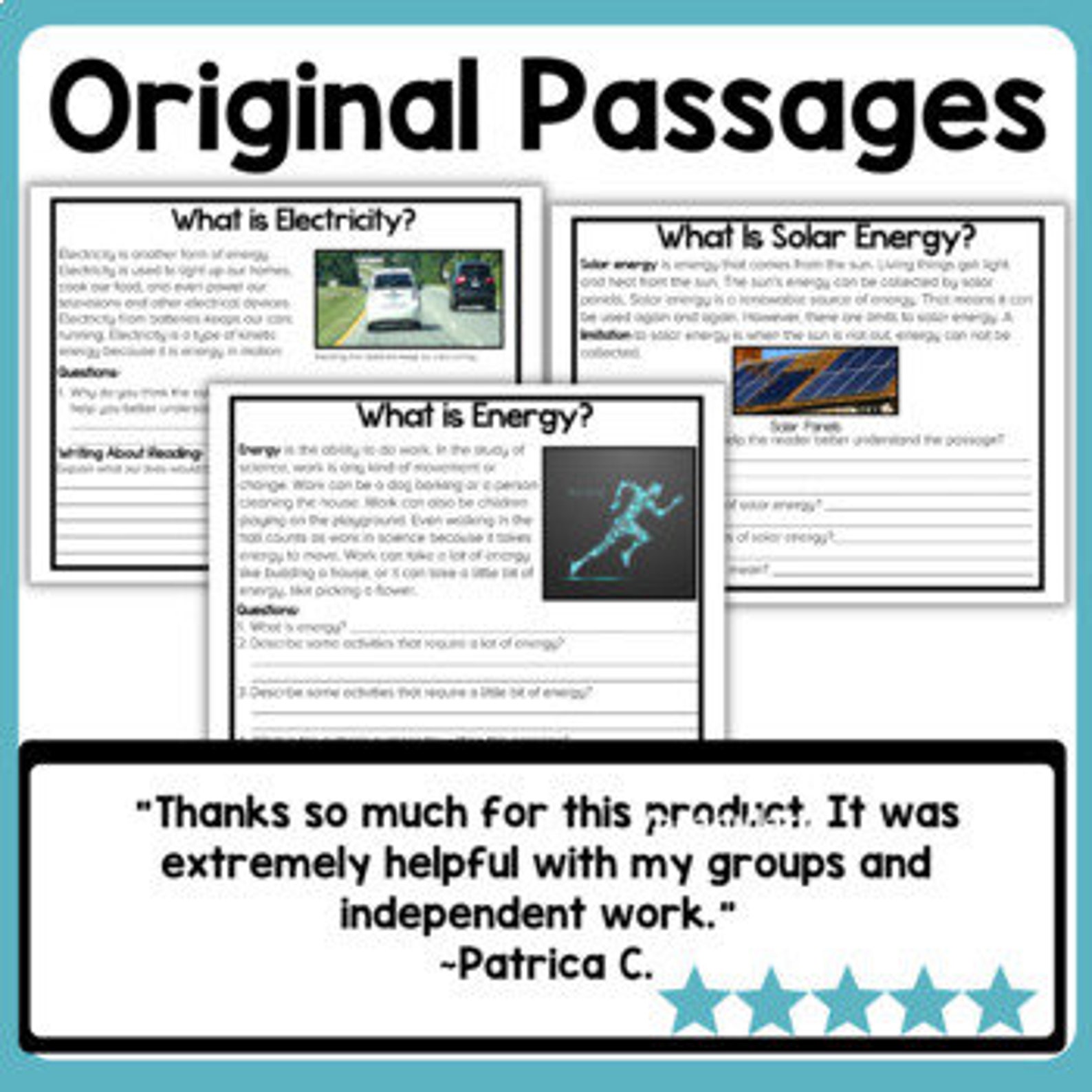 Forms of Energy Worksheet Science Reading Comprehension Passages and ...