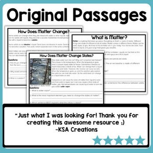 States of Matter - Reading Passages, Comprehension, and Activities - Etsy