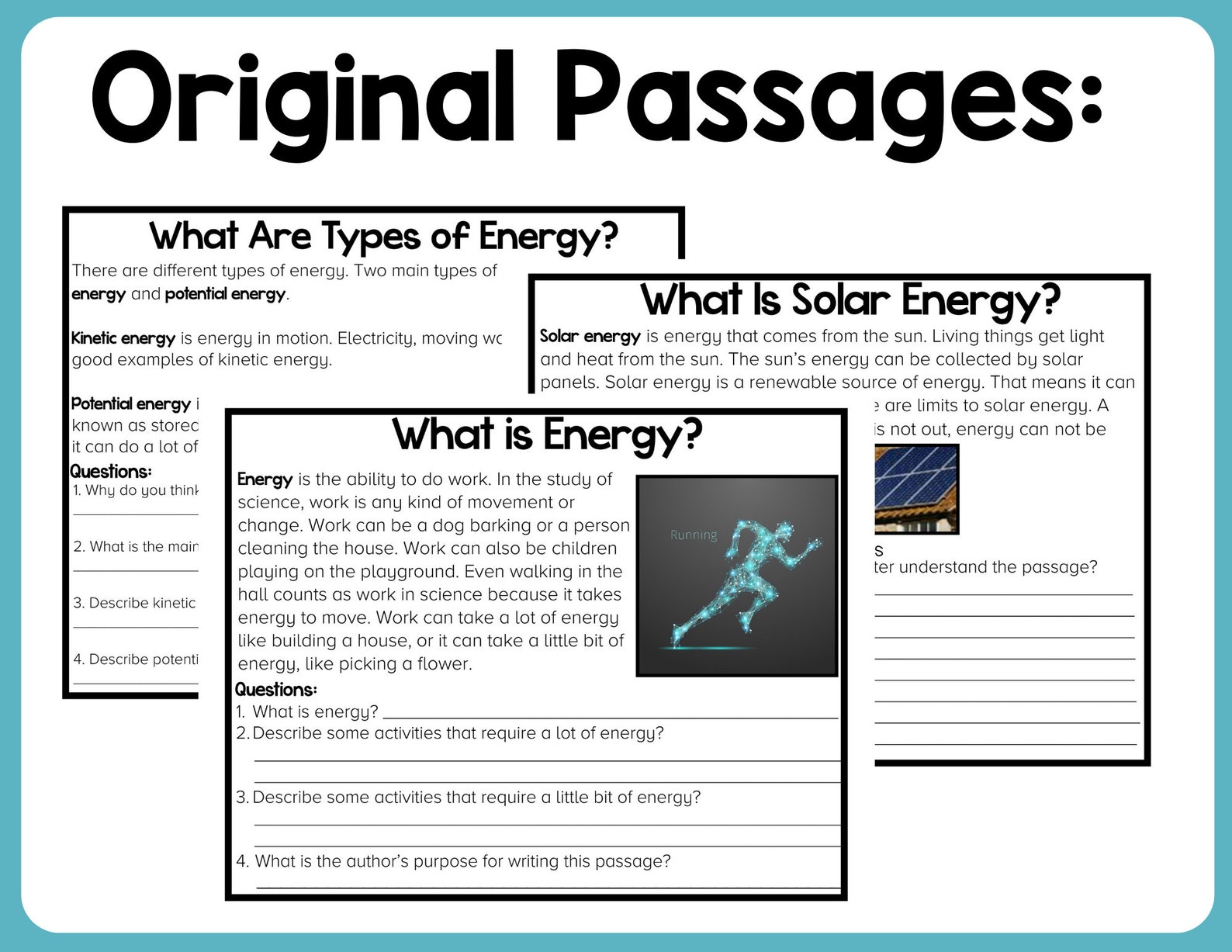 Forms of Energy Worksheet Science Reading Comprehension Passages and ...