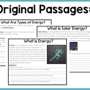 Forms of Energy Worksheet Science Reading Comprehension Passages and ...