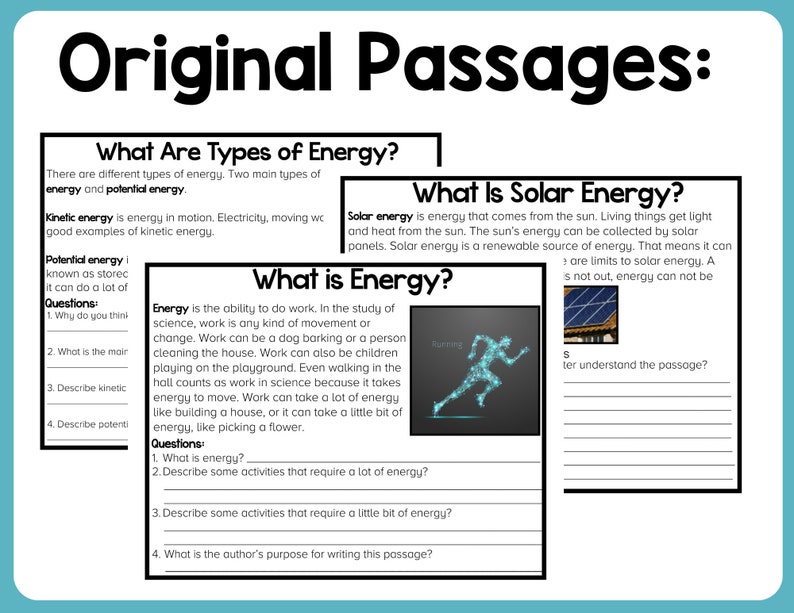 Forms of Energy Worksheet Science Reading Comprehension - Etsy