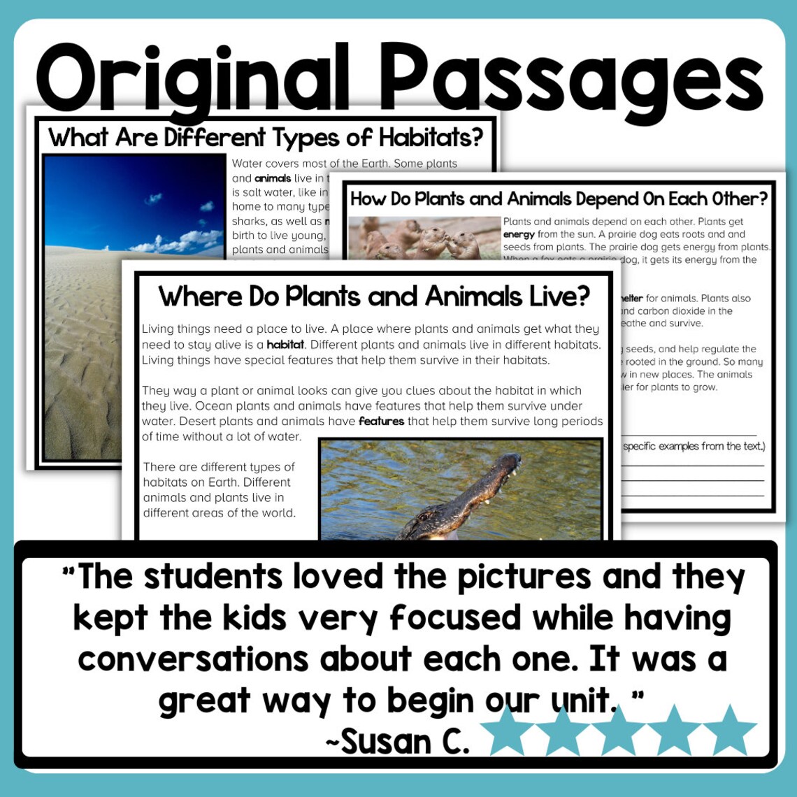 Habitats Biomes 2nd Grade Science Reading Comprehension Passages and ...