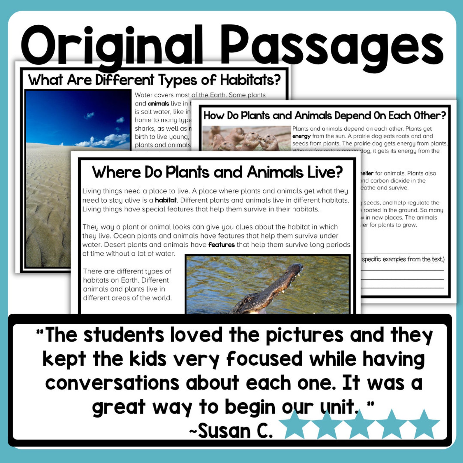 Habitats Biomes 2nd Grade Science Reading Comprehension Passages and ...