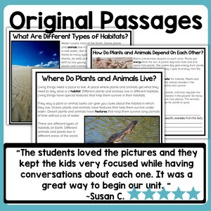 Habitats Biomes 2nd Grade Science Reading Comprehension Passages and ...