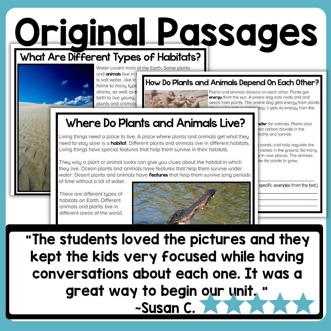Habitats Biomes 2nd Grade Science Reading Comprehension Passages and ...