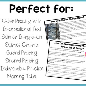 States of Matter - Reading Passages, Comprehension, and Activities - Etsy