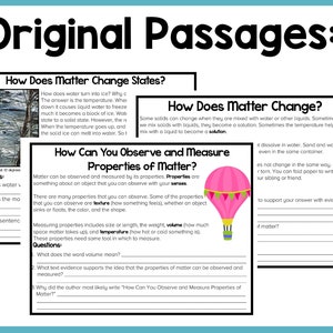 States of Matter - Reading Passages, Comprehension, and Activities - Etsy
