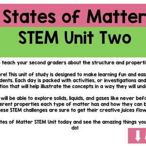 States of Matter STEM Unit, 2nd Grade Science Experiments, Lessons, and ...
