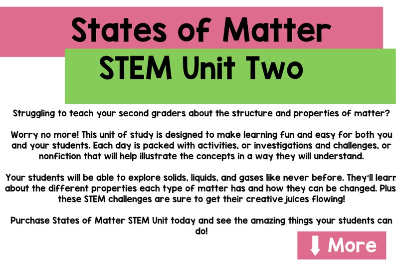States of Matter STEM Unit, 2nd Grade Science Experiments, Lessons, and ...
