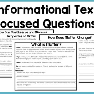 States of Matter - Reading Passages, Comprehension, and Activities - Etsy